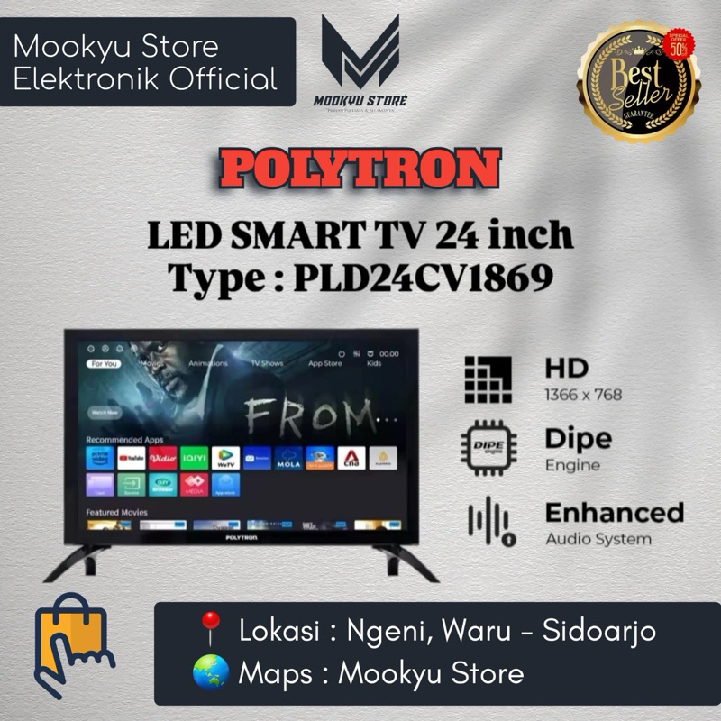 Jual POLYTRON LED SMART Monitor TV 24 inch PLD24CV1869 | PLD 24CV1869 DIGITAL TV, YOUTUBE VID IO ...