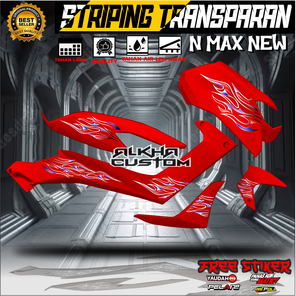 Jual Striping Transparan NMAX NEW GEN 2 Stiker NMAX KONSEP API Bisa ...