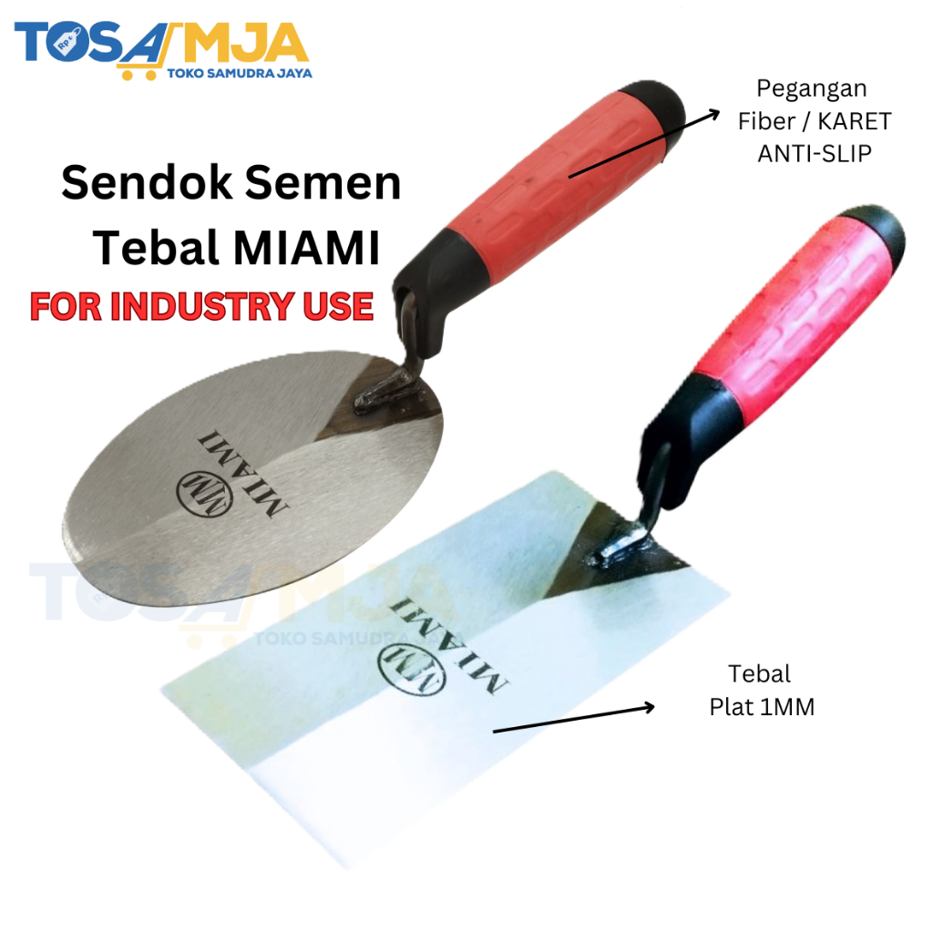 Jual CETOK SENDOK SEMEN SEGI/ BULAT/ KOTAK 8inch GAGANG FIBER KARET ...