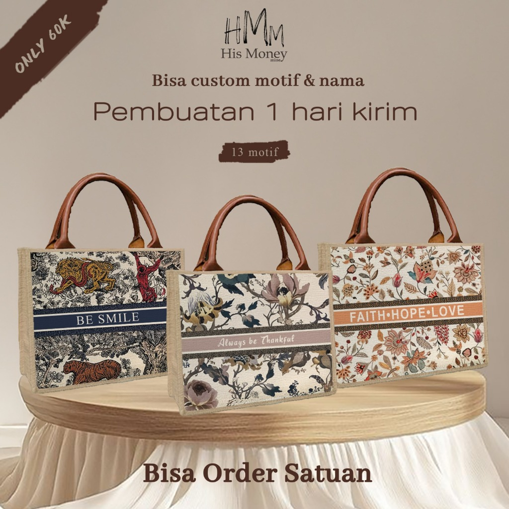 Jual TOTEBAG CUSTOM TAS KANVAS TAS WANITA TOTEBAG HANDBAG JINJING ...