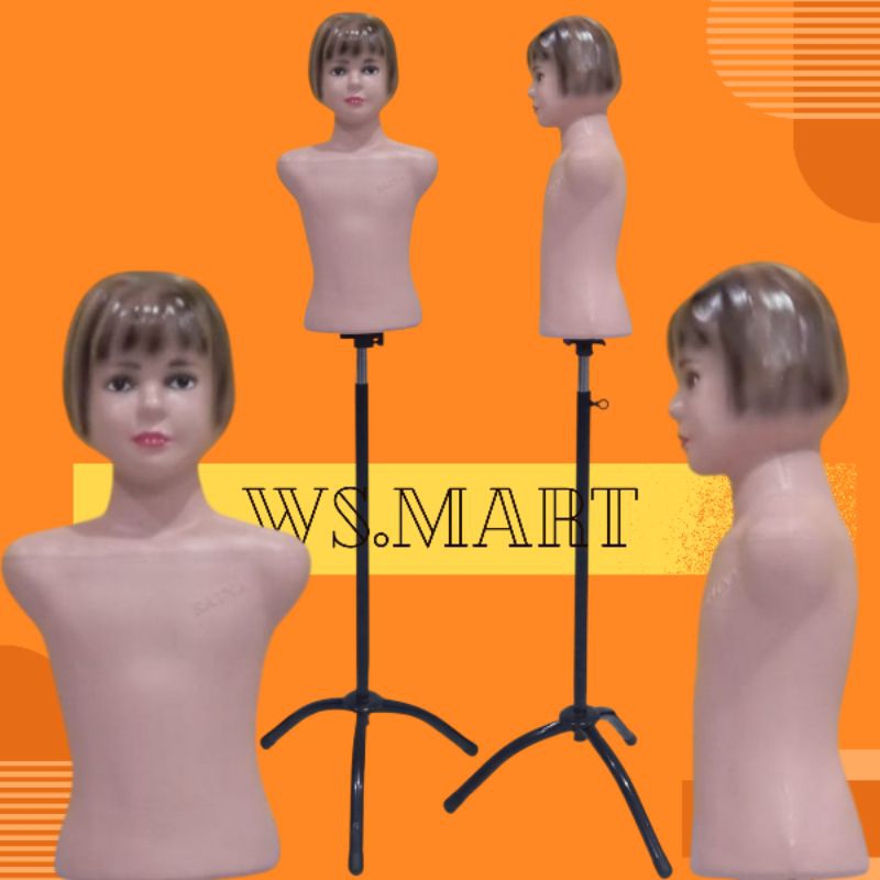 Jual Manekin Anak Tebal Set Tiang Patung Baju Anak Rambut Bob Set Tiang ...