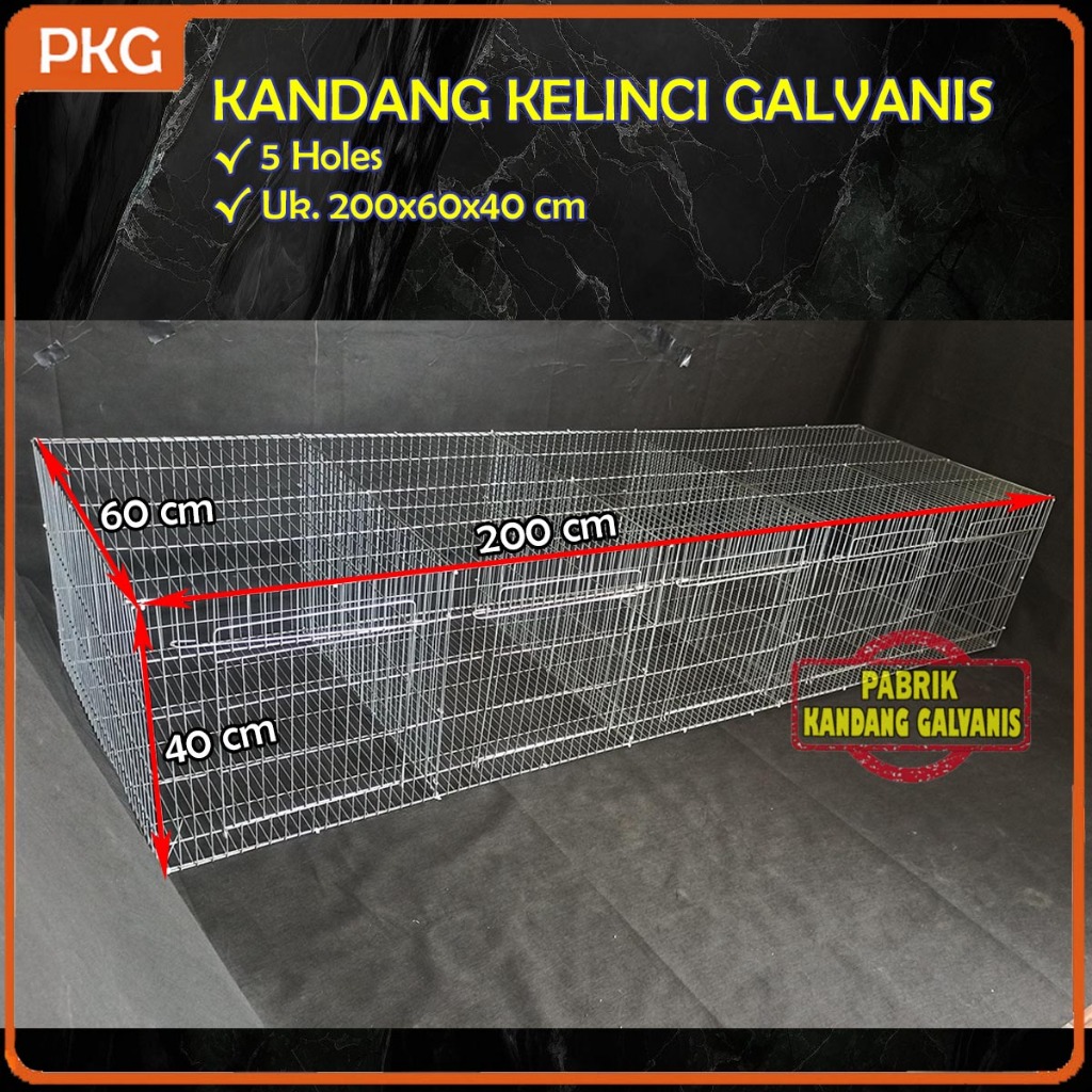 Jual Kandang Kelinci Galvanis Besar 5 Holes Ukuran 200x60x40 | Besi ...