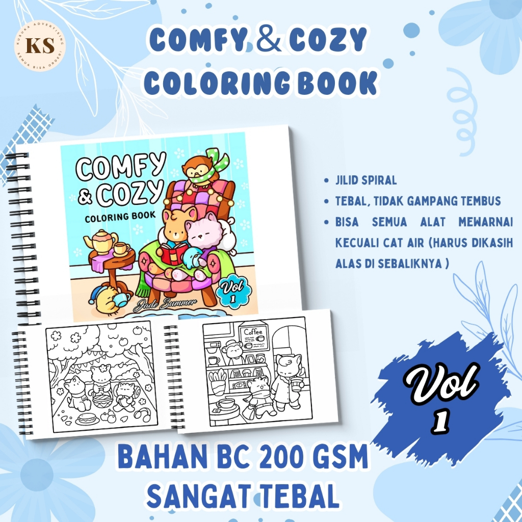 Jual COMFY & COZY VOL 1 Coloring Book For Adults And Kids Healing Buku ...