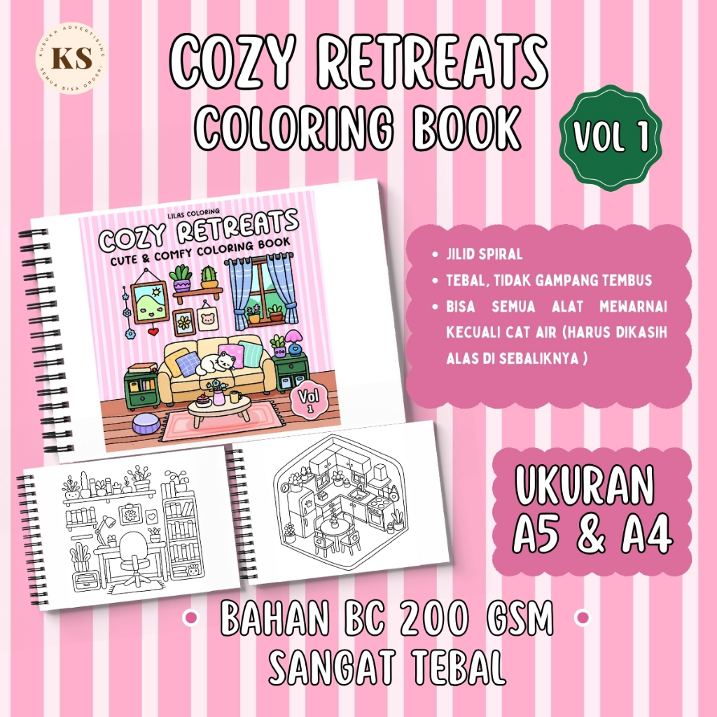 Jual COZY RETREATS Coloring Book VOL 1 Cozy Relaxing Activity Buku ...