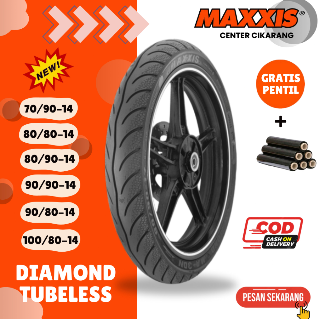 Jual BAN MAXXIS DIAMOND MA-3DN TUBELESS / ( 70/90 - 80/90 - 90/90 - 80/ ...