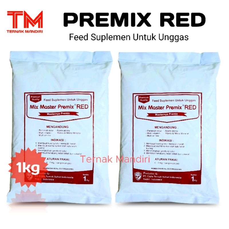 Jual PREMIX RED 1KG Feed suplemen untuk ayam dan bebek pemerah kuning ...