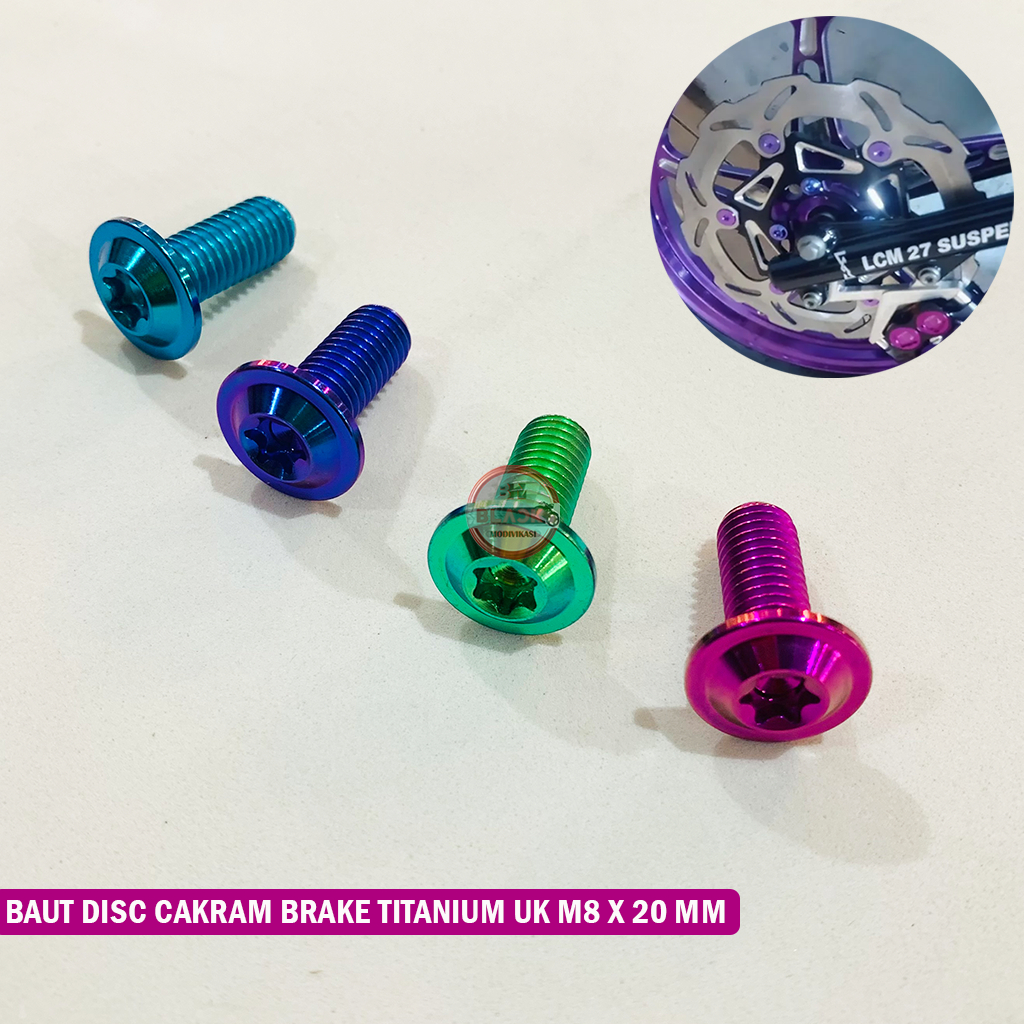 Jual Baut Titanium Disc Brake Cakram UK M8X20MM Drat 12 Original Made ...
