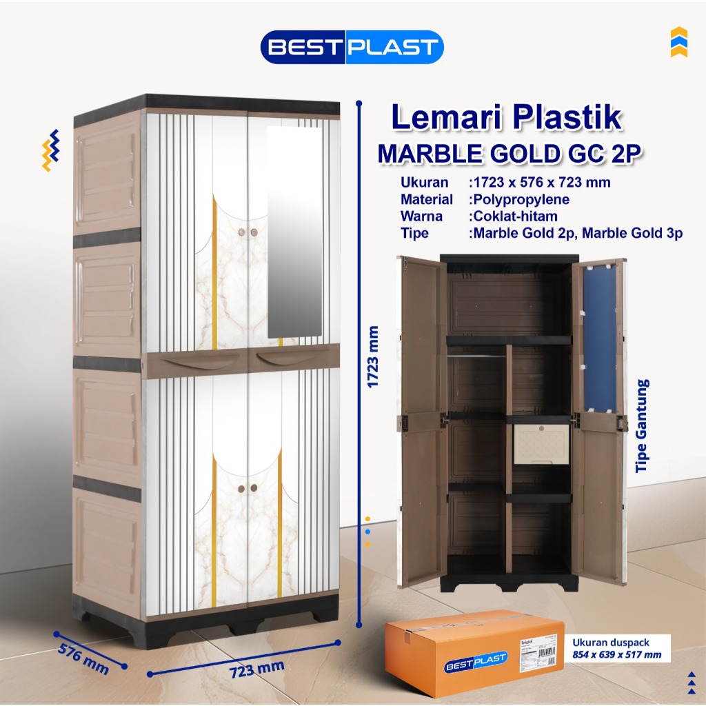 Jual Bestplast BMC GOLD 2P GC Marble / Lemari Plastik 2 Pintu / Lemari ...