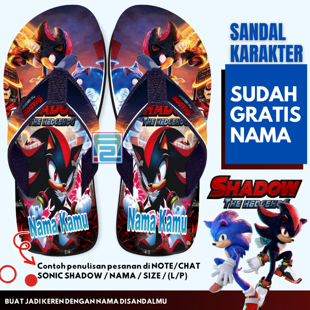 Jual Sonic Shadow The Hedgehog | Sandal Karakter Sonic Shadow The ...