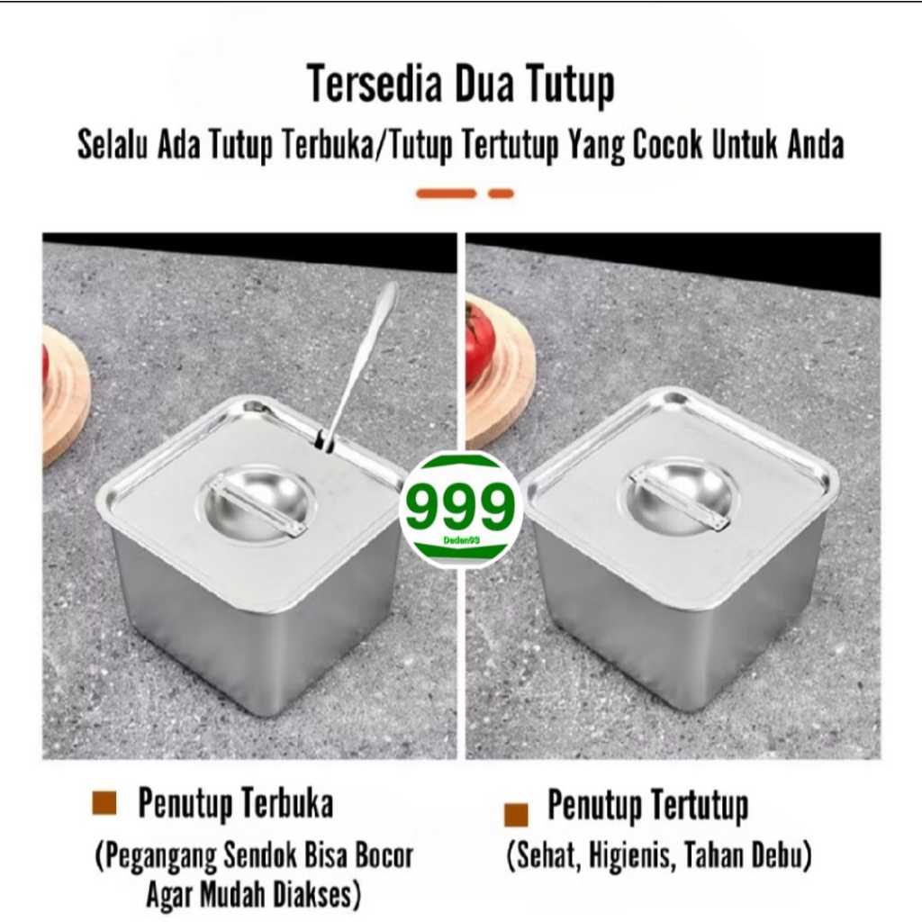Jual Box souce Stainless Steel Persegi + Tutup / Food Container Saus ...