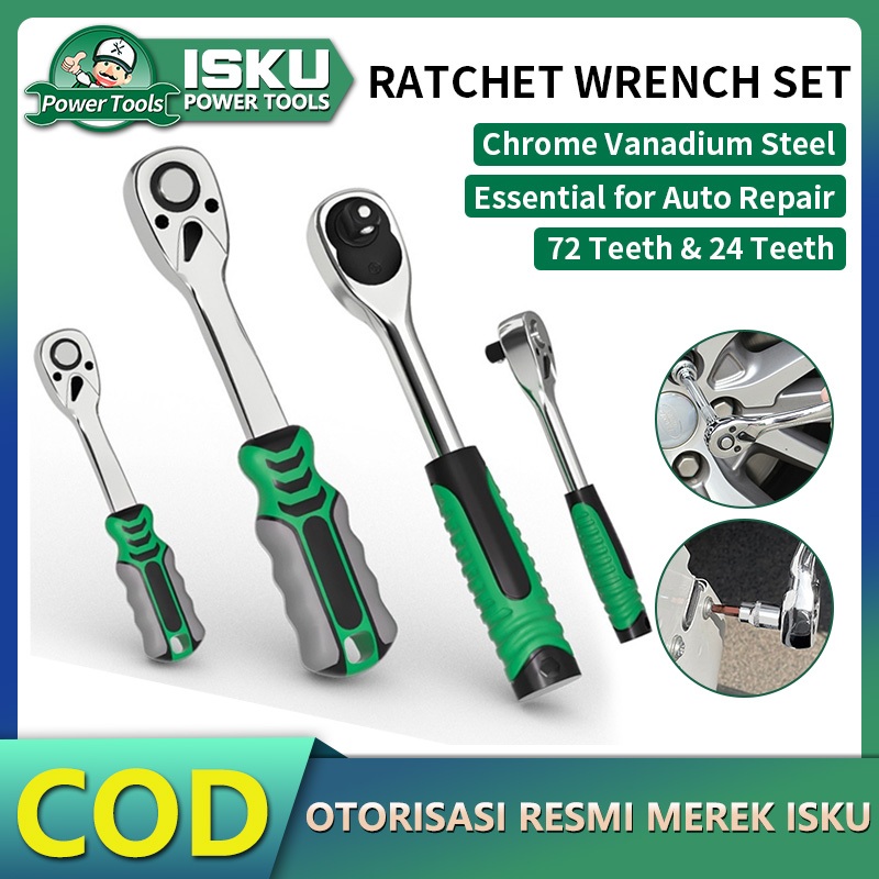 Jual ISKU Rachet Wrench 1/2" 1/4" 72 45 Gigi Kunci Shock Gagang Rachet ...