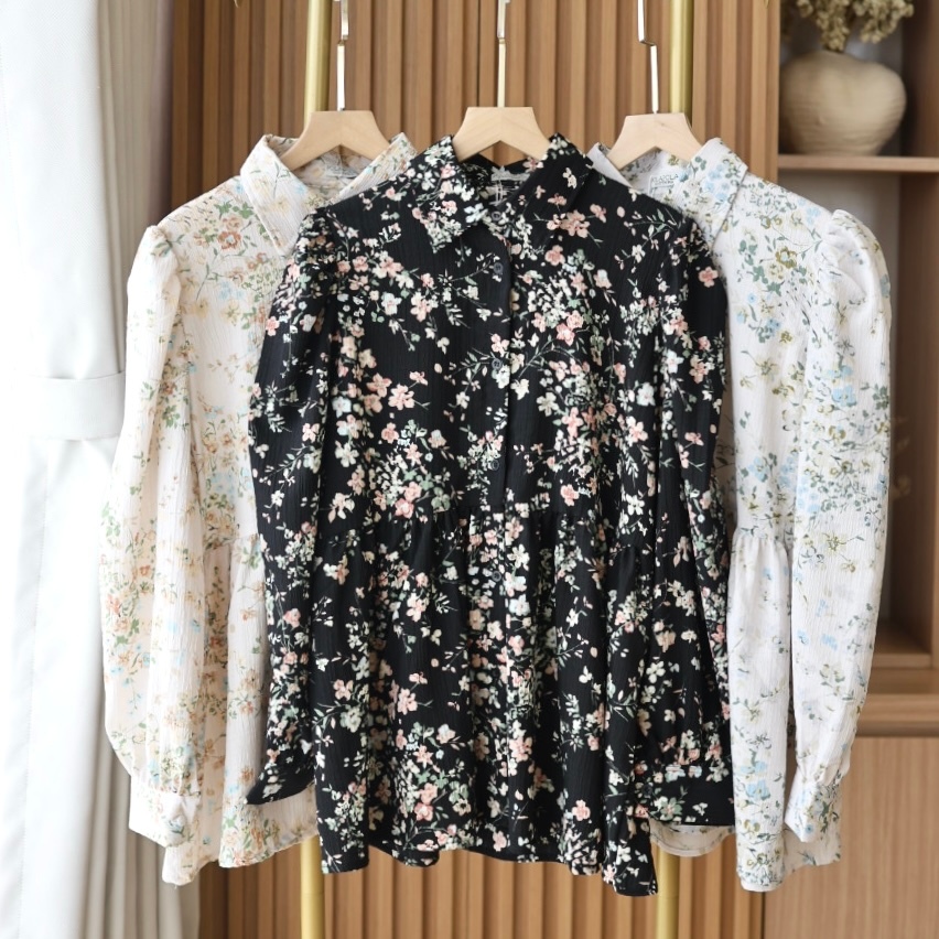 Jual FIONA FLOWER PUFF BLOUSE BABYDOLL | Shopee Indonesia