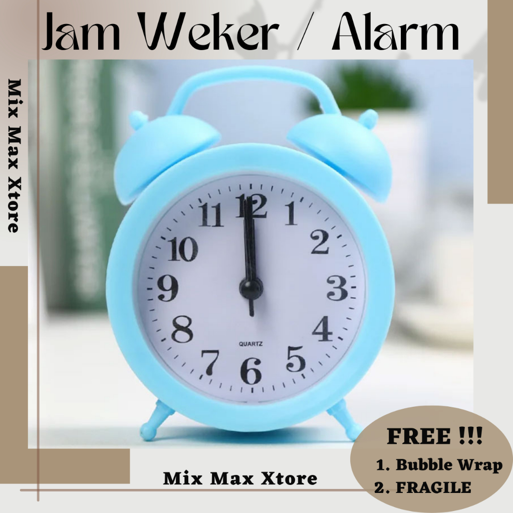 Jual Jam Weker Alarm Bedside Double Bell Clock - Blue | Shopee Indonesia