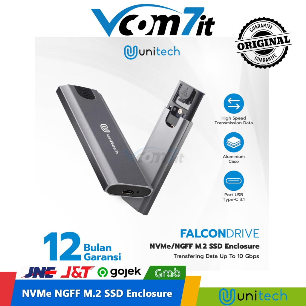 Jual Casing SSD M.2 NVME NGFF Unitech Falcon Drive USB 3.1 Type C Up to ...