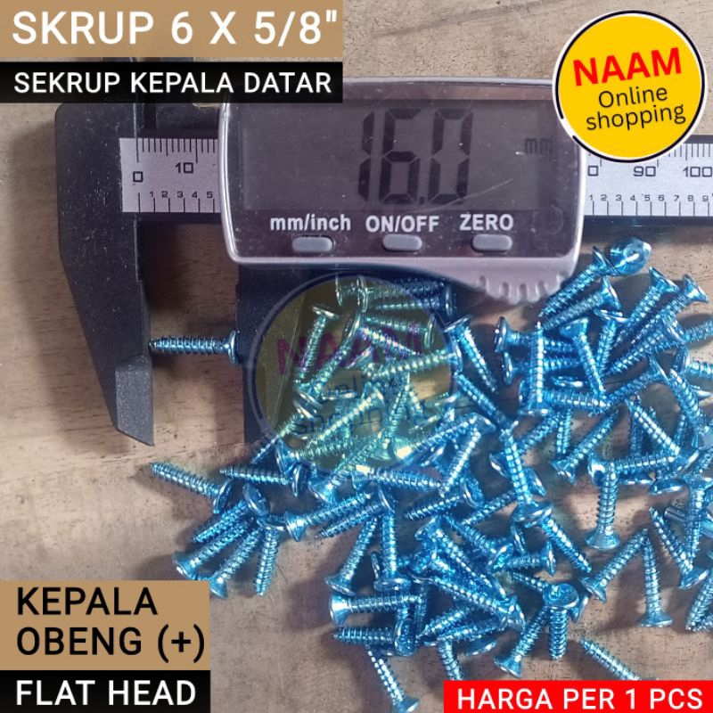 Jual (6x5/8") BAUT SKRUP KEPALA DATAR TAPPING 6 x 5/8 INCH - SEKRUP ...