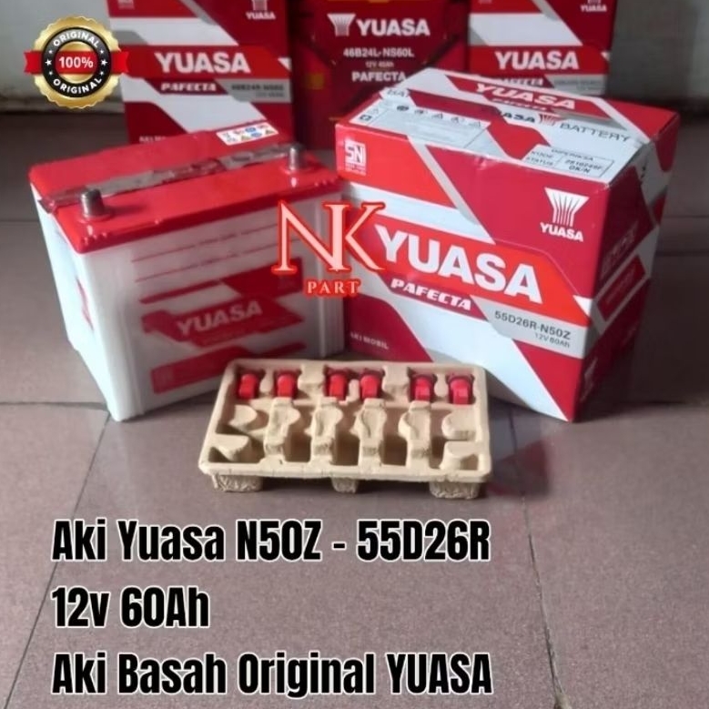 Jual Aki Mobil Yuasa N50Z 55D26R 12Volt 60Ah Original Accu Basah | Shopee Indonesia