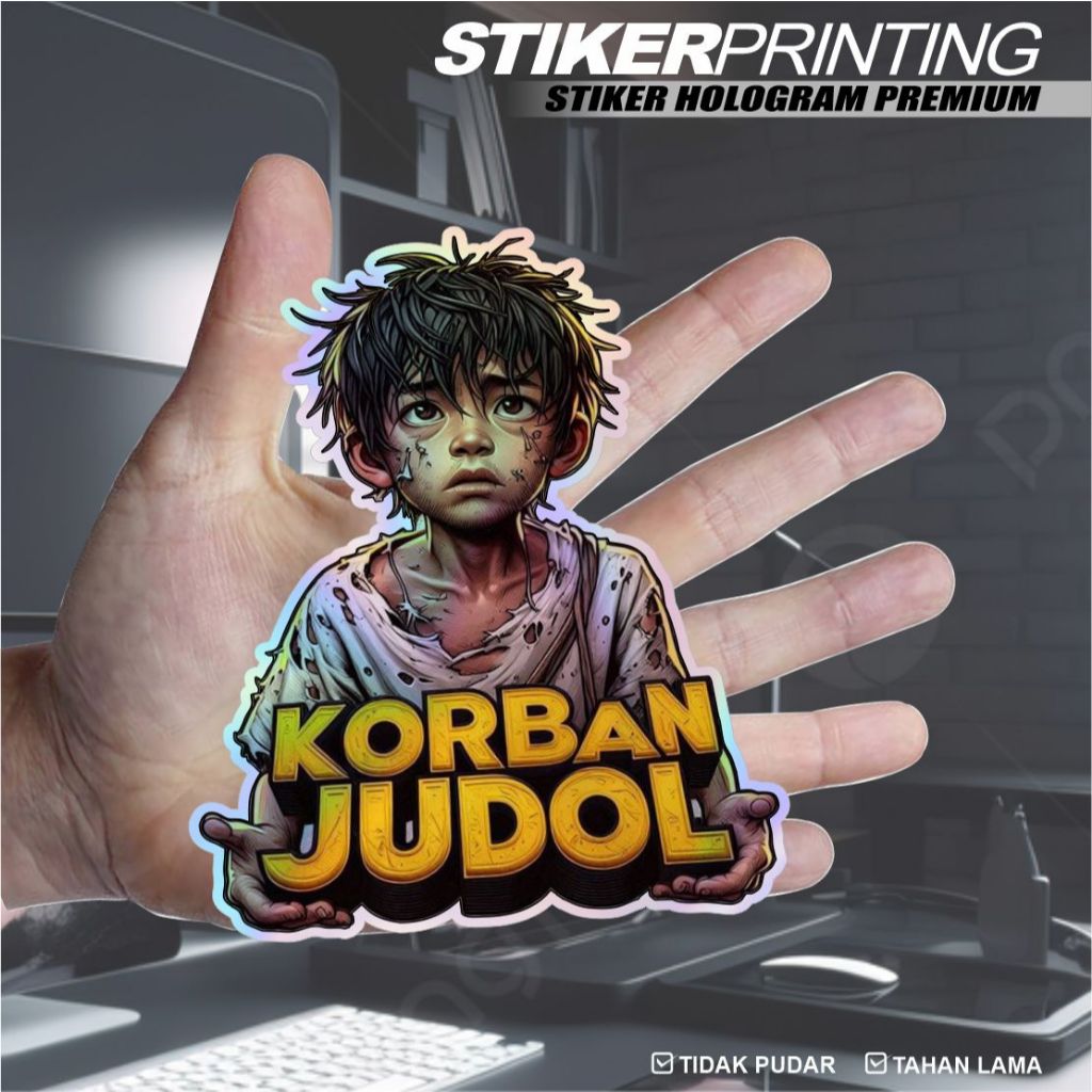 Jual Stiker printing korban judol hologram premium | Shopee Indonesia