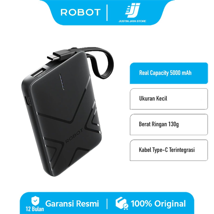 Jual ROBOT Powerbank Mini 5000mAh Real Capacity Fast Charging 18W With ...
