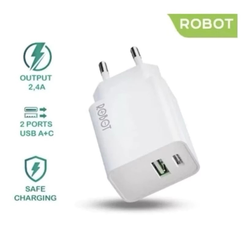 Jual ROBOT RT-K8 Plus Eceran Charger 2,4A Dual Port Type C & Usb ...