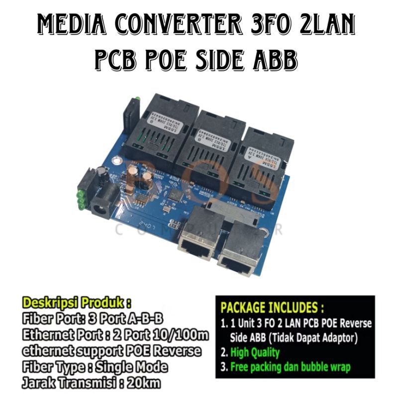 Jual MEDIA CONVERTER 3FO 2LAN PCB POE SIDE ABB BOARD ONLY | Shopee ...