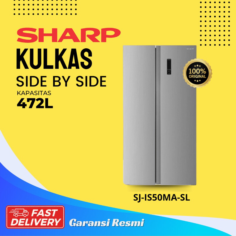 Jual KULKAS SHARP SIDE BY SIDE SJ-IS50MA-SL 4 Pintu 472 Liter J-TECH INVERTER | Shopee Indonesia