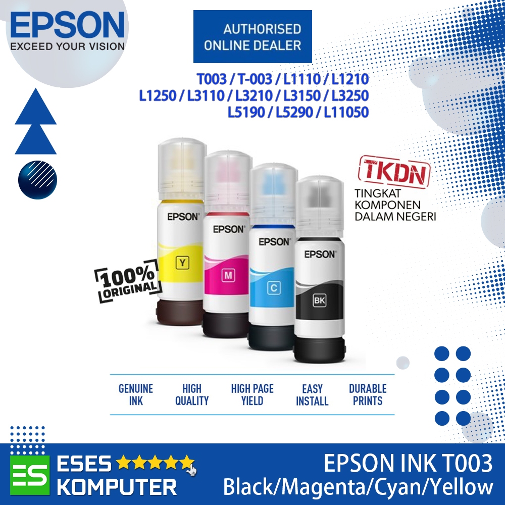 Jual Tinta ORIGINAL EPSON Refill Ink T003 Black / Cyan / Magenta ...