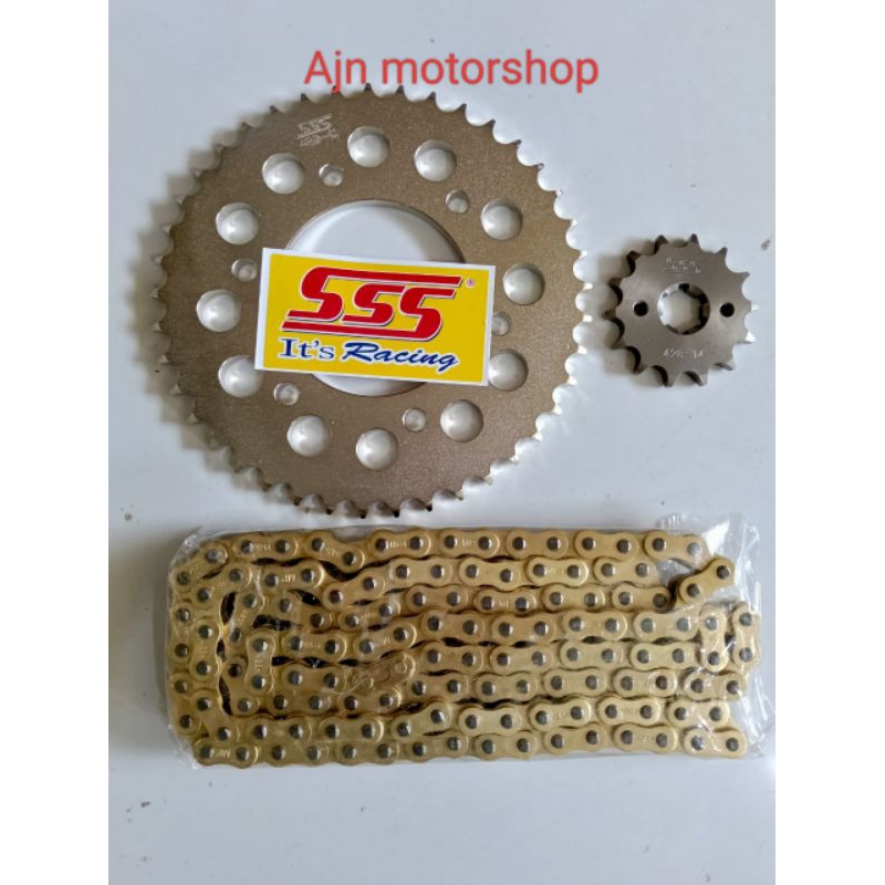 Jual gear gir set sss 428 rantai gold vixion old/vixion nvl/nva/R15 v2/xabre/mxking/mxking 150 ...