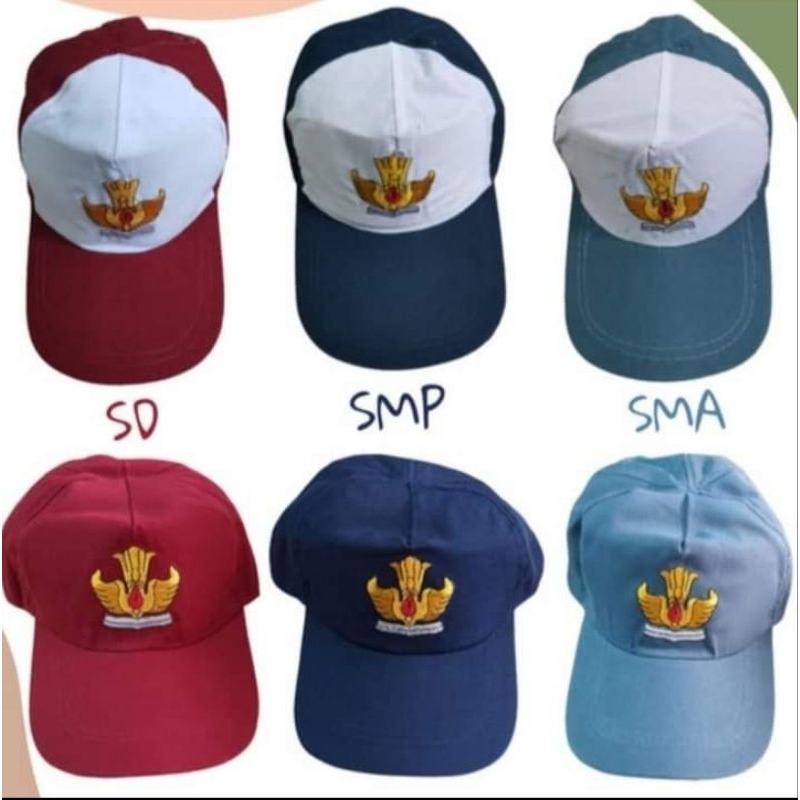 Jual Topi sekolah SMP biru putih dan biru biru | Shopee Indonesia