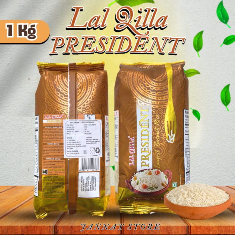 Jual LAL QILLA LONGEST BASMATI RICE PRESIDENT 1KG ASLI KEMASAN | Shopee ...