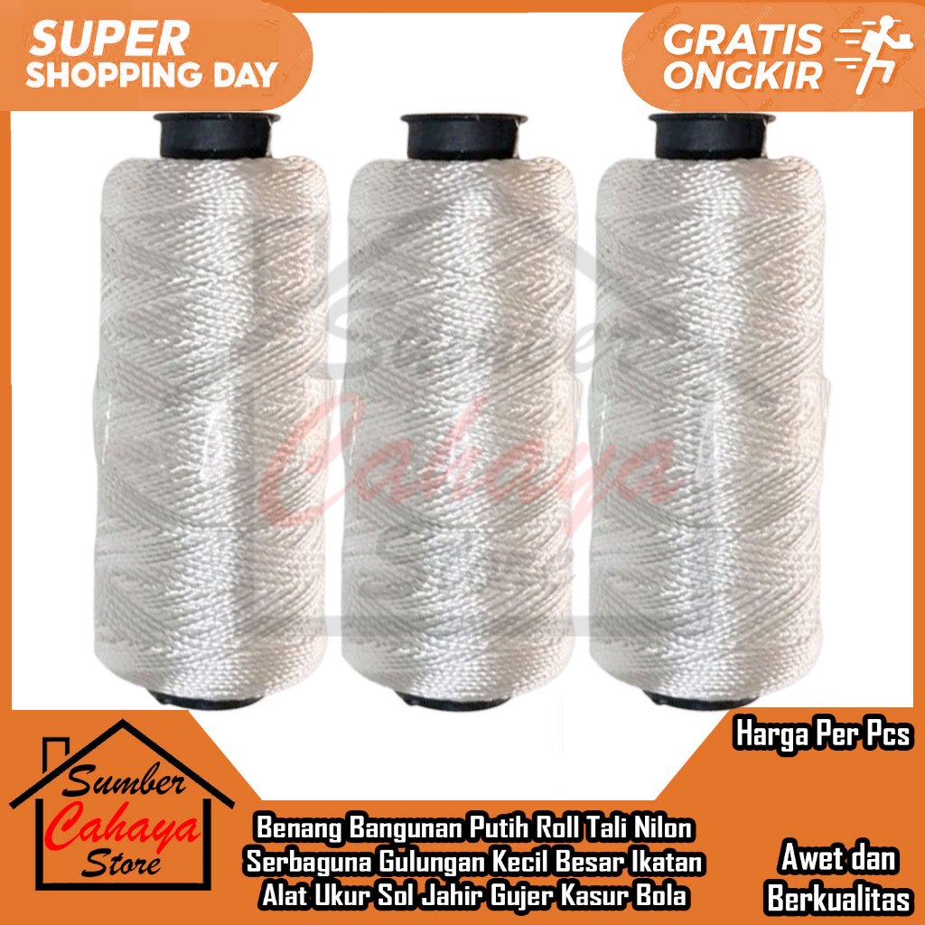 Jual Benang Bangunan Putih Roll Measuring Rope Tali Nilon Serbaguna ...