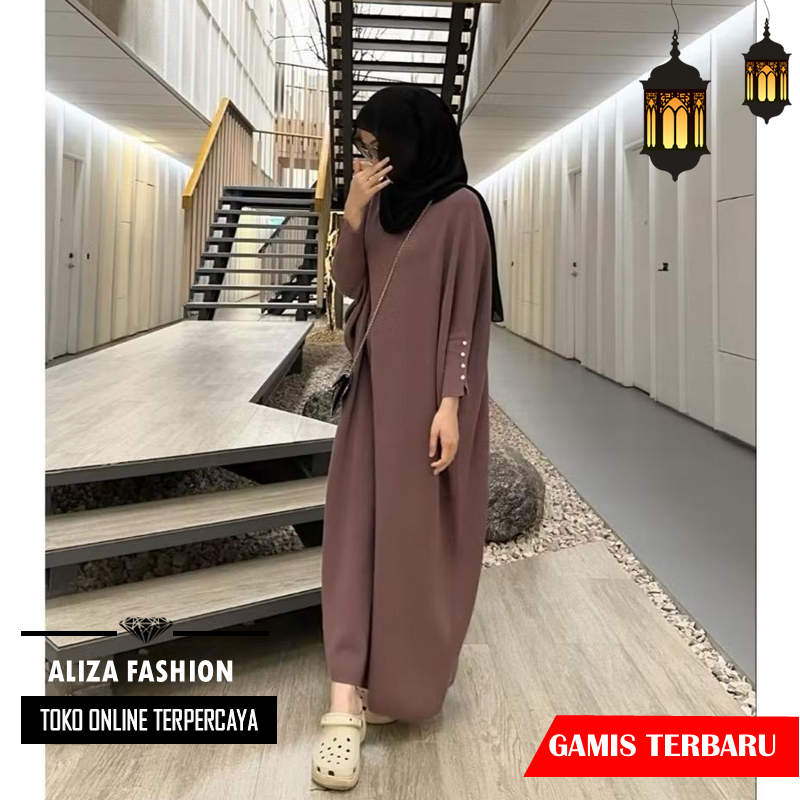 Jual Abaya Gamis batwing Plisket Dress Busui Umroh Lebaran Haji Daily Terbaru | Shopee Indonesia