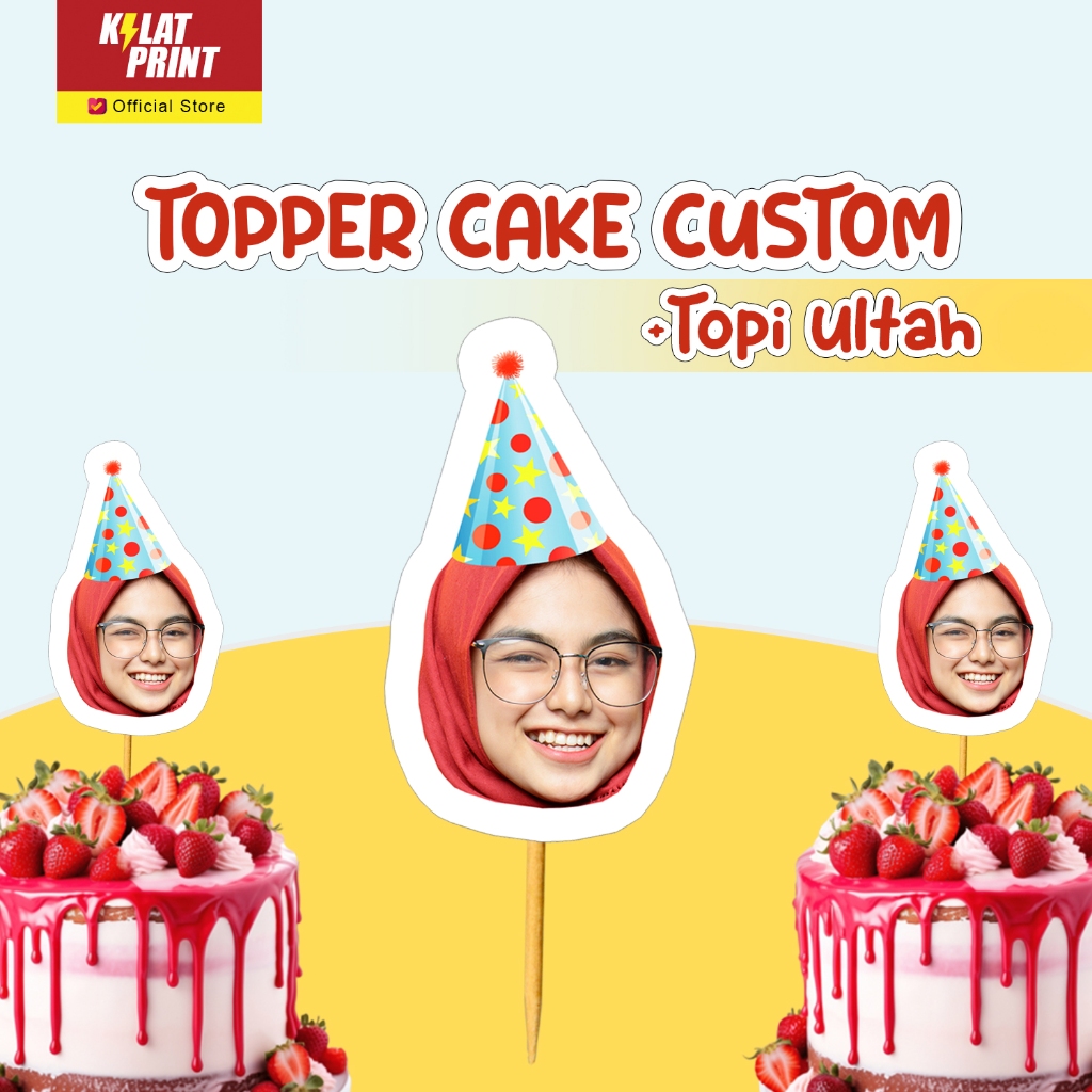 Jual Topper Cake Custom Toper Kue Ulang Tahun Topi Ultah | Shopee Indonesia