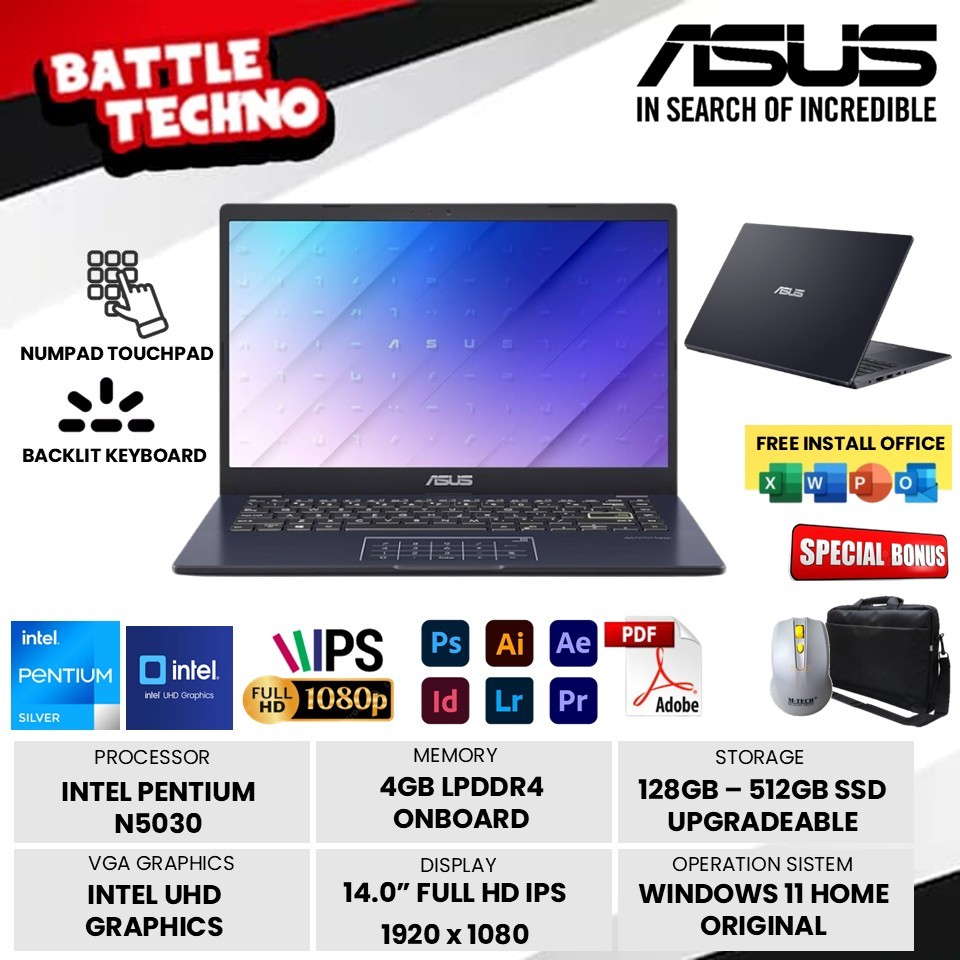Jual Asus Vivobook 14 L410MA Intel Pentium N5030 4GB 512GB SSD FHD IPS ...
