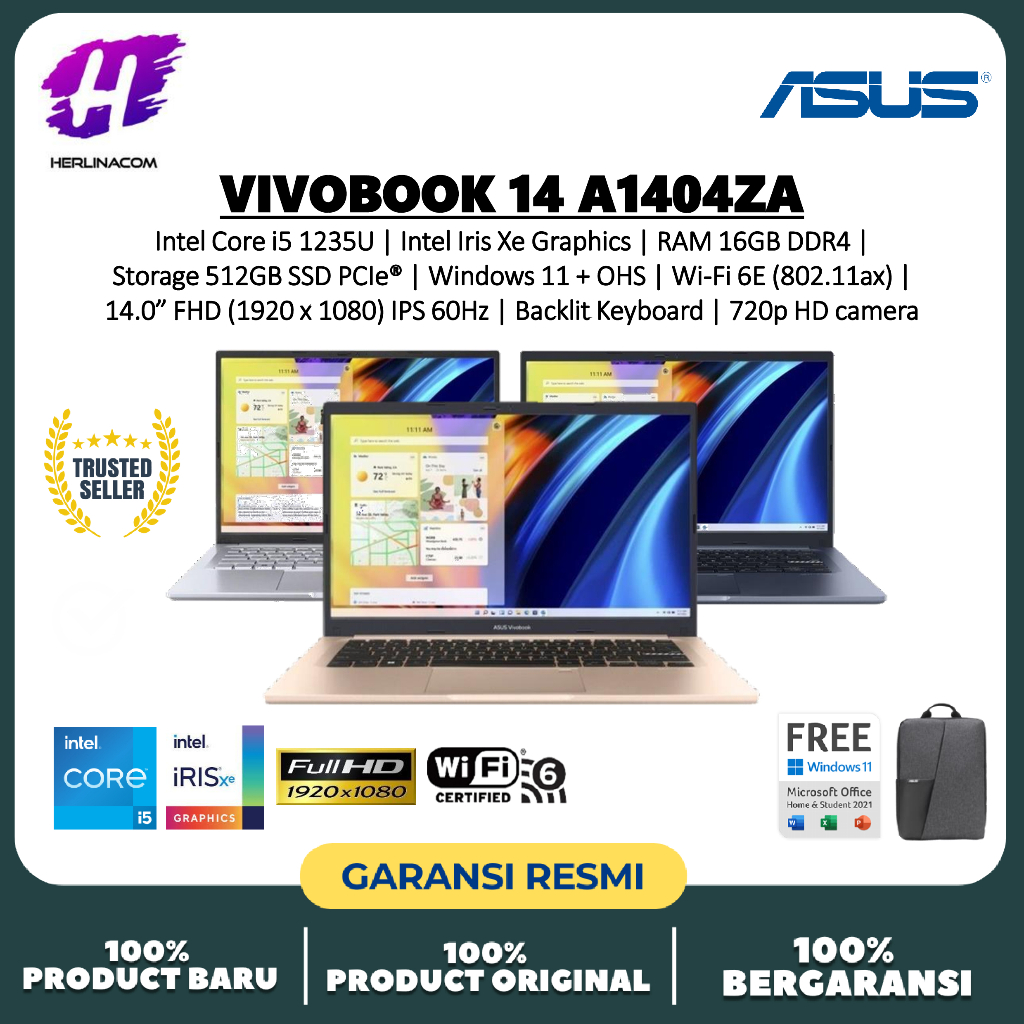 Jual Asus Vivobook 14 A1404ZA Intel I5 1235 Ram 16Gb 512Gb Ssd Windows ...
