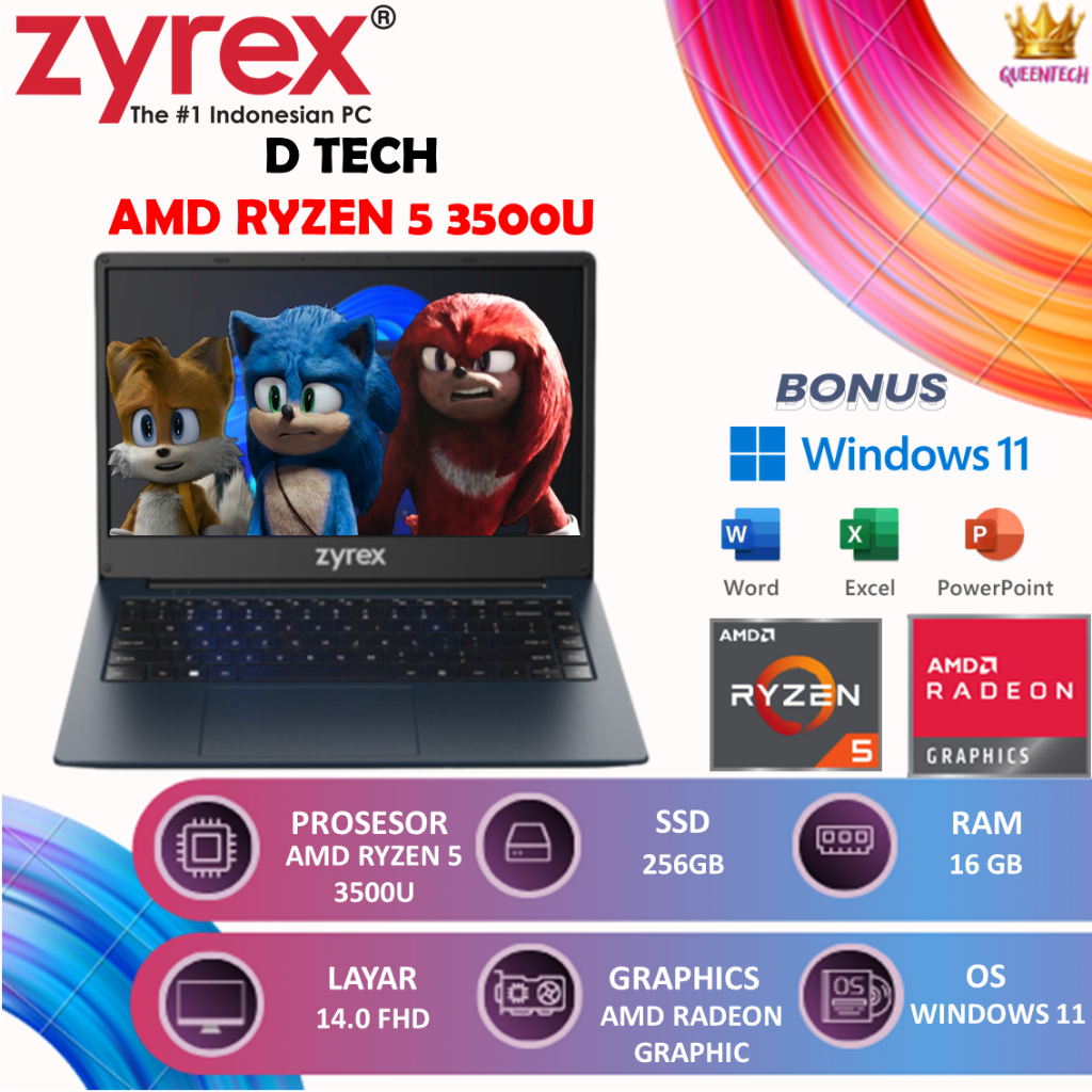 Jual Laptop Zyrex D-TECH AMD Ryzen 5 3500U 16GB 256GB Windows 11 14.0 ...