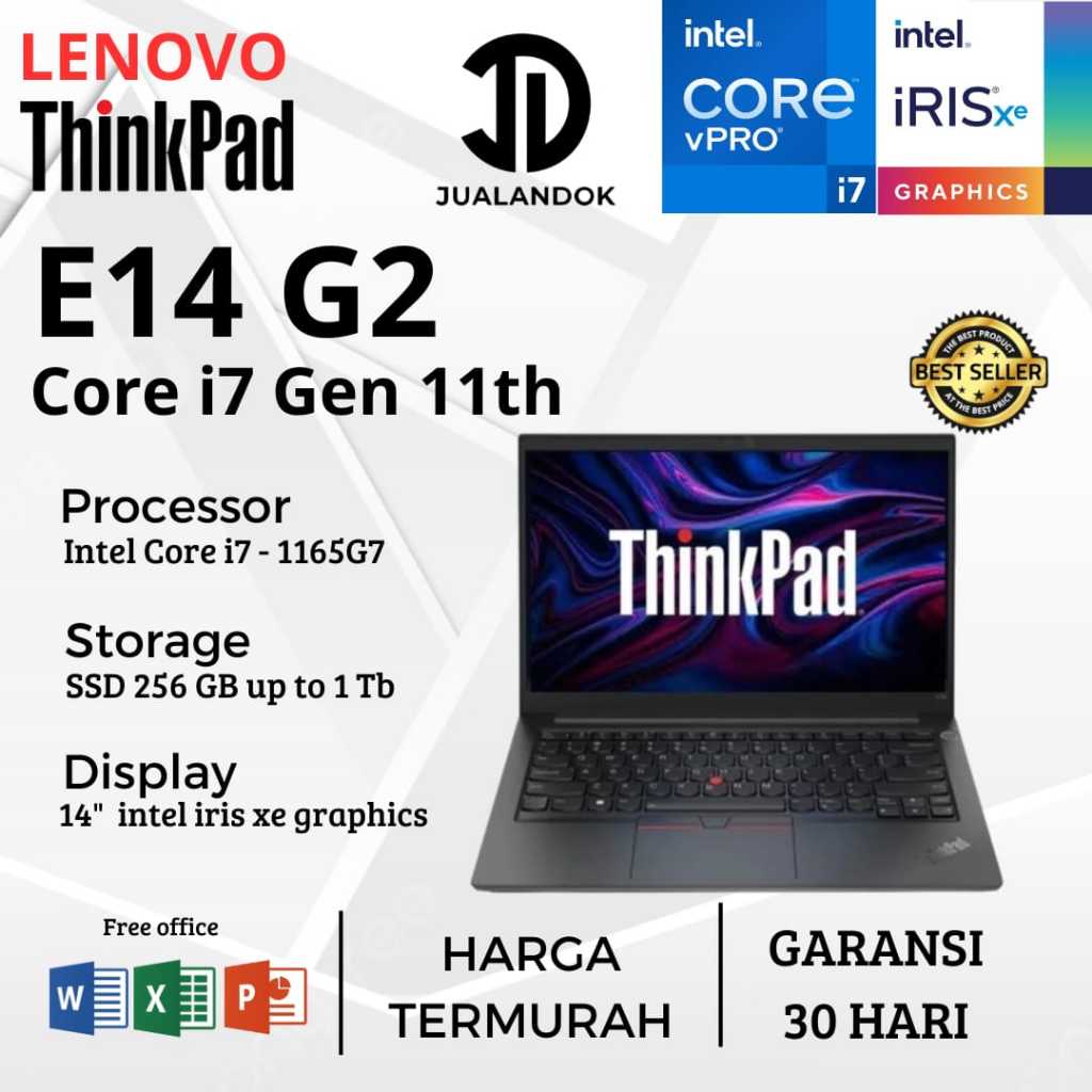 Jual Laptop Lenovo ThinkPad E14 G2 Core i7 Gen 11 - RAM 32GB - SSD 1TB ...