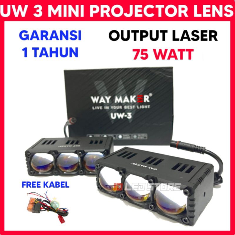 Jual UPS WAYMAKER UW3 MINI PROJIE TRIPLE LENS 90 WATT PREMIUM BLUE LENS ...