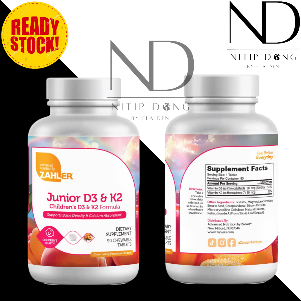 Jual Zahler Junior D3 & K2 2000IU - 90 Chewable Tablets | Shopee Indonesia