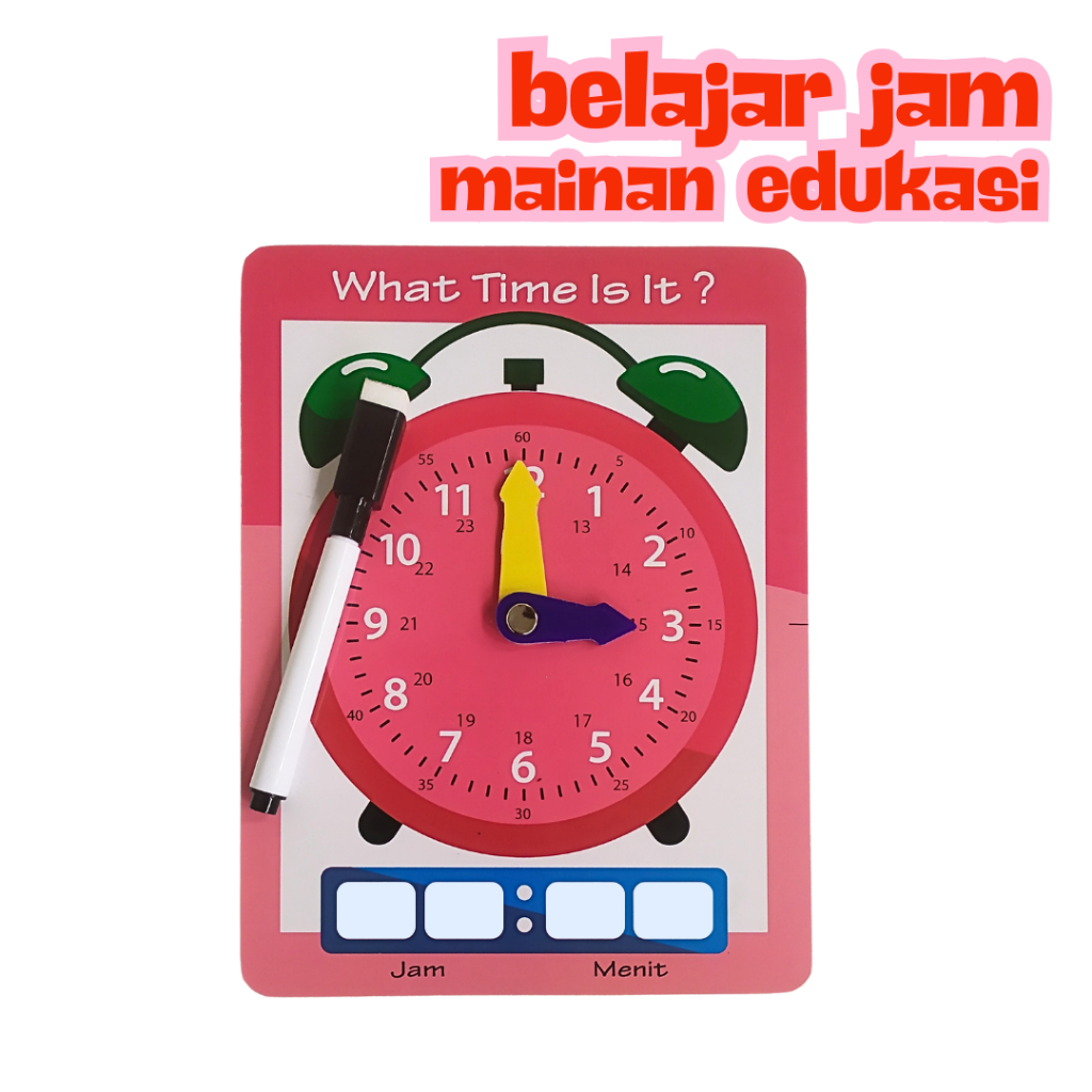 Jual Alat Peraga Belajar Jam Waktu free Spidol Jam Anak Belajar ...