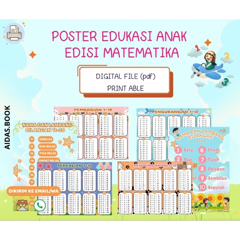 Jual PDf (A4) Poster edukasi anak tema matematika/poster pendidikan ...