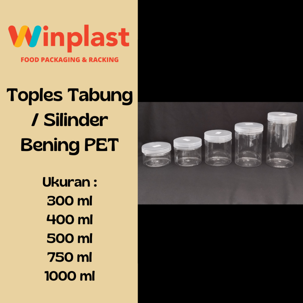 Jual Toples Tabung / Toples Plastik / Jar Silinder Bening PET | Shopee Indonesia