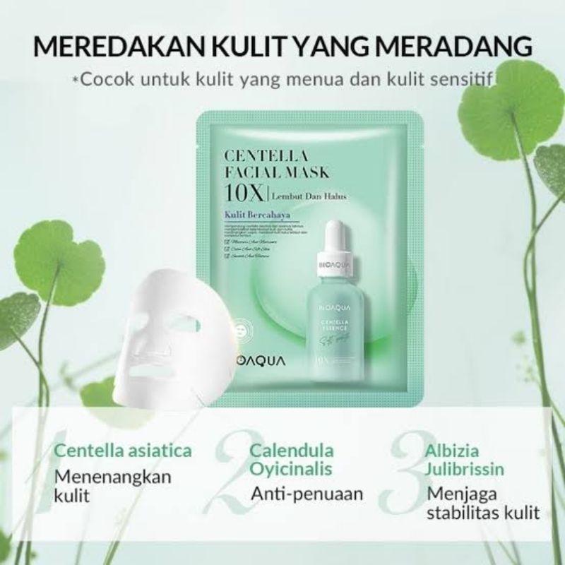 Jual BIOAQUA CENTELLA FACIAL MASK 10X LEMBUT DAN HALUS 28ml | Shopee ...