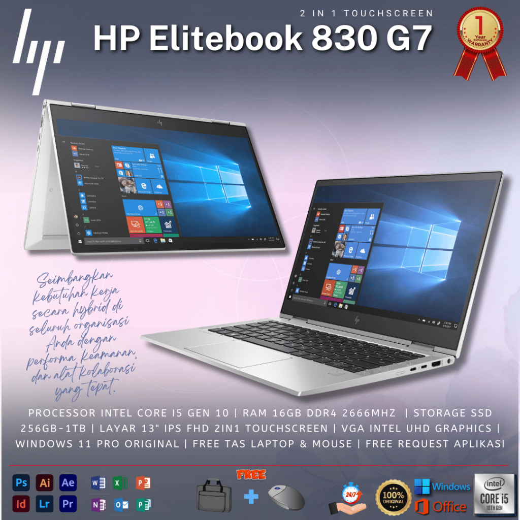 Jual Laptop HP Elitebook X360 830 G7 2in1 Core i5-10310U RAM 16GB DDR4 2666MHz SSD 512GB ...
