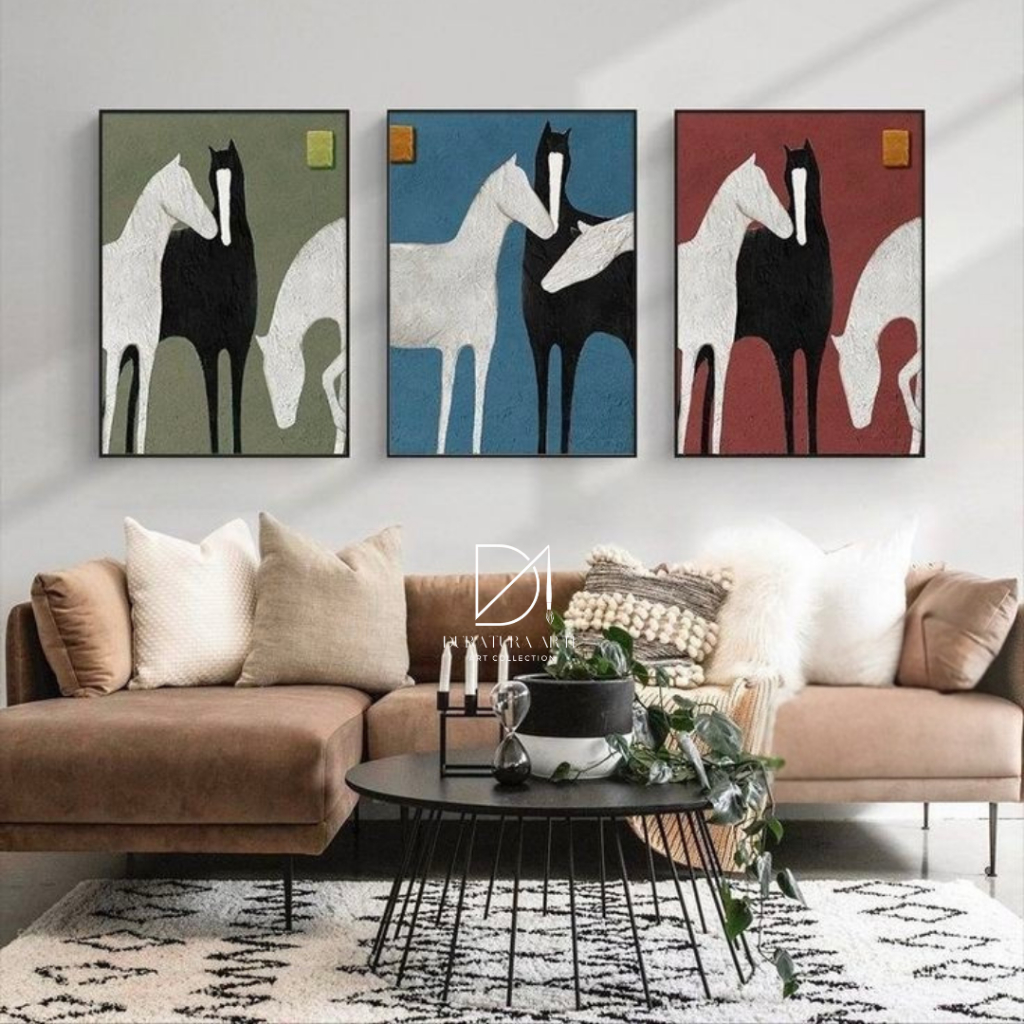 Jual Lukisan Kuda Abstrak Simple Elegant 3 Warna - Lukisan Kuda ...