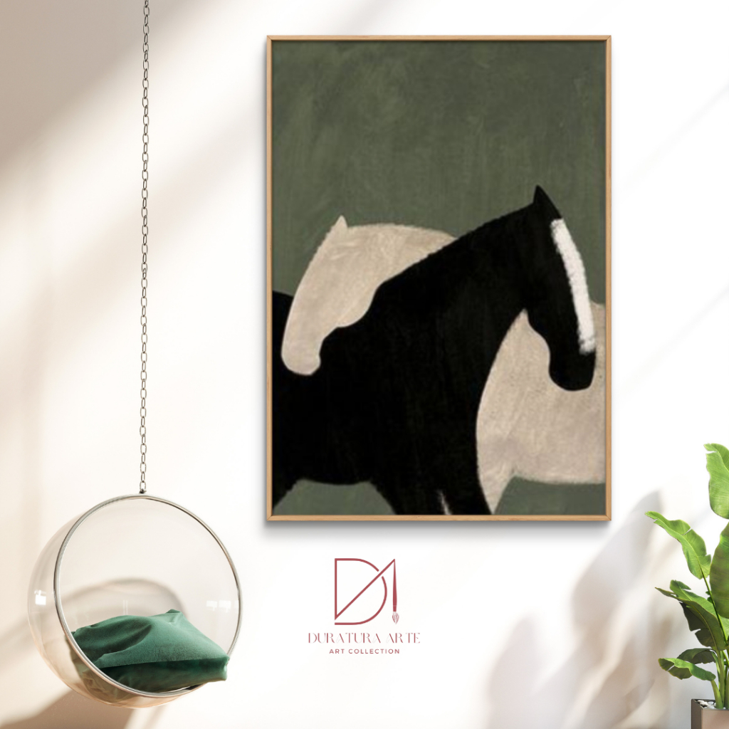 Jual Lukisan Kuda Abstrak Simple Minimalis Elegant Hijau - Lukisan Kuda ...