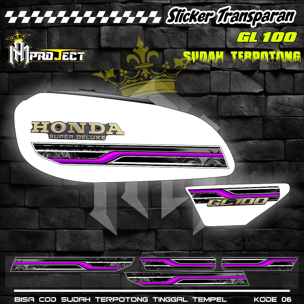 Jual STRIPING MOTOR GL 100 UV TRANSPARAN KODE 06 BAHAN MAXDECAL PREMIUM ...