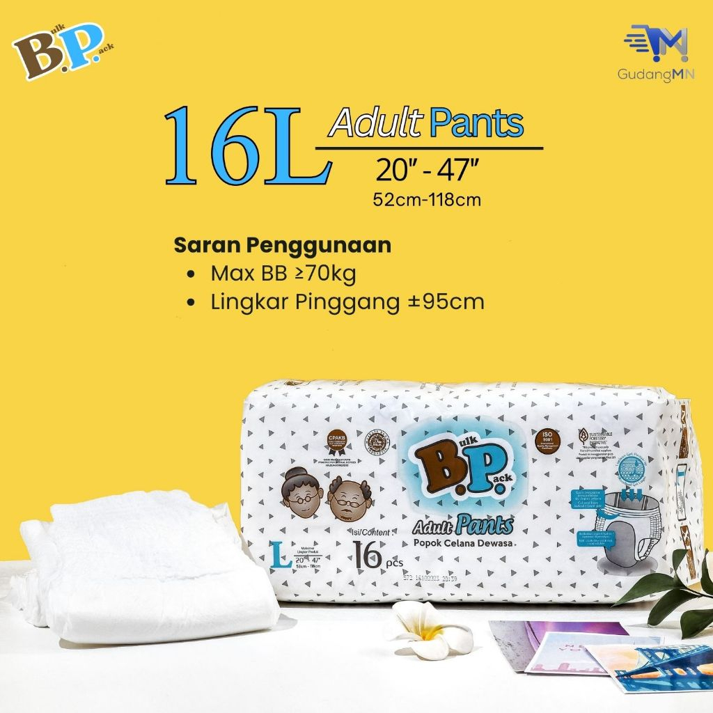 Jual BP Diapers Adult Pants / Popok Dewasa model Celana ukuran L isi 16 ...