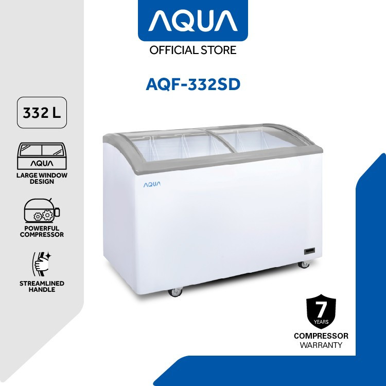 Jual AQUA AQF-332SD Chest Freezer 332 Liter Sliding Glass Door | Shopee ...