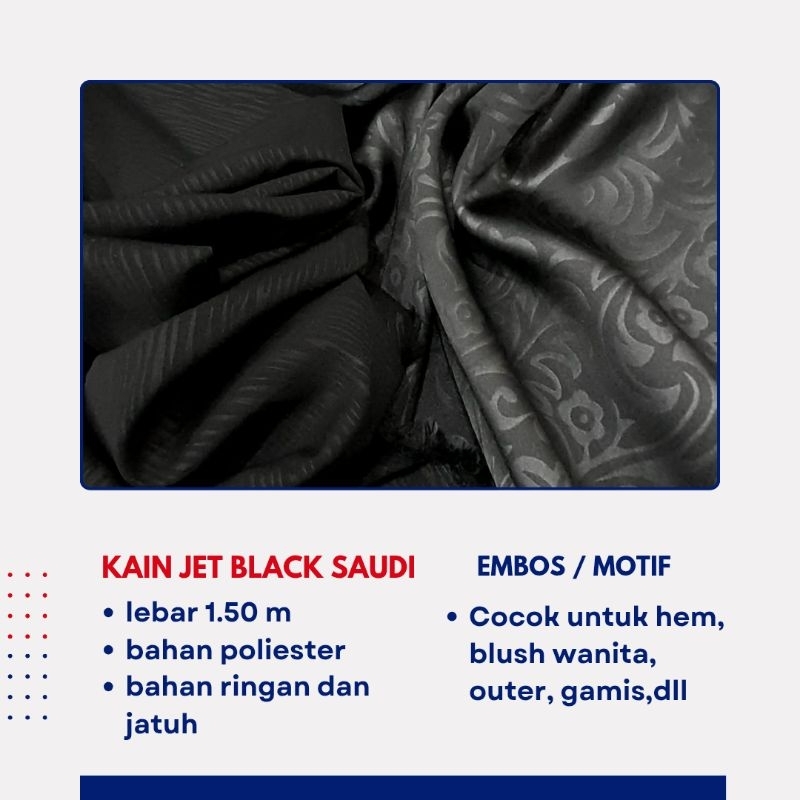 Jual KAIN JET BLACK | KAIN SAUDIAN EMBOS ( HARGA PER 0,50 Meter ...