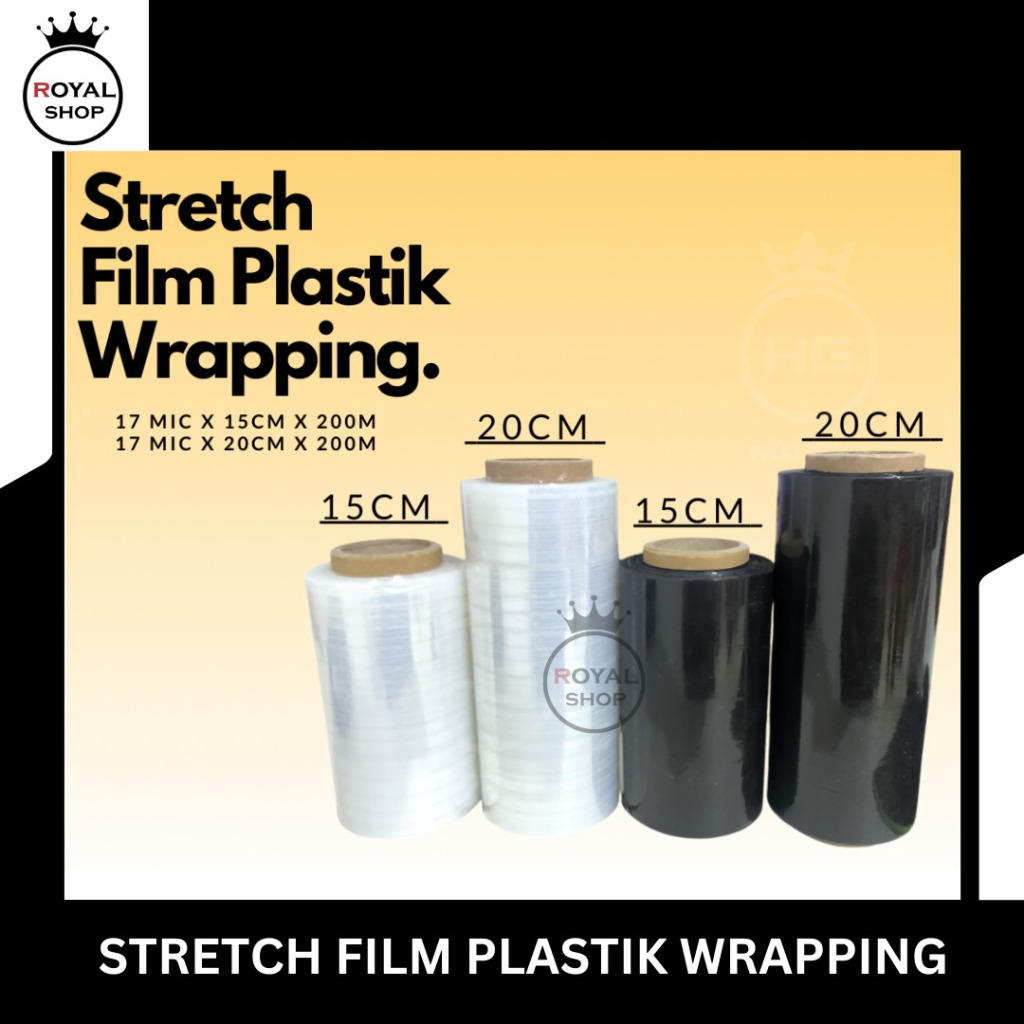 Jual Plastik Wrapping Stretch Film Hitam Bening 15CM 20CM Plastik Wrap ...
